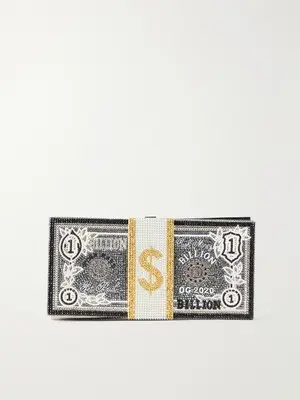 Judith Leiber Billions Stack Of Cash Crystal-embellished Silver-tone Clutch - Multi