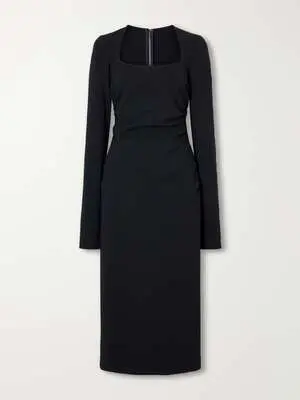Dolce & Gabbana Ruched Stretch-jersey Midi Dress - Black