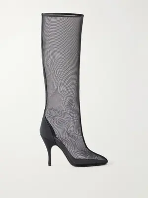 Alaïa Tube 100 Tulle Knee Boots - Black