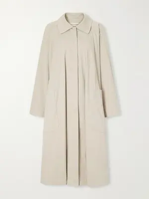 Nour Hammour Jane Graceful Pleated Cotton-blend Coat - Neutrals