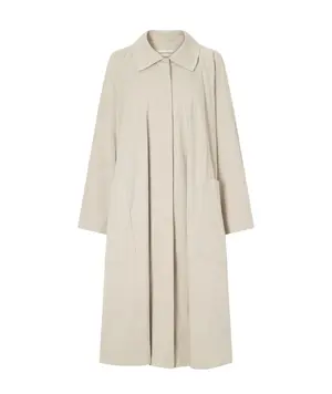 Nour Hammour Jane Graceful Pleated Cotton-blend Coat - Neutrals
