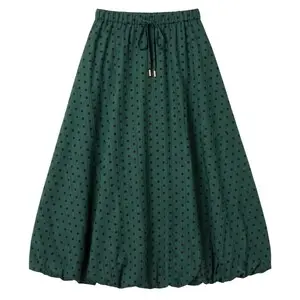 LOUCHE Dixie Spot Print Balloon Midi Skirt Forest - Green