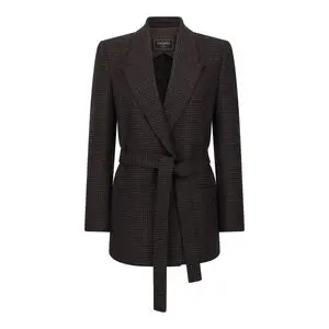 TRIONA Houndstooth Laoise Belted Merino Wool Jacket