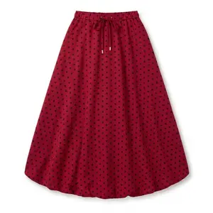 LOUCHE Dixie Spot Print Balloon Midi Skirt Wine