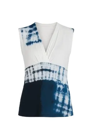 CONQUISTA Contemporary Tie-dye Sleeveless Wrap Top