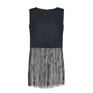 HELENE GALWAS Alissare Top Wth Detachable Fringe - Black
