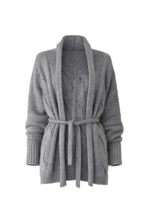CONQUISTA Belted Cable Knit Cardigan