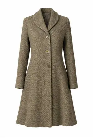 CONQUISTA Classic Tailored Coat With Textured Finish In Warm Neutral Tone