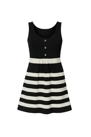 CONQUISTA White Striped Sleeveless Tunic Top