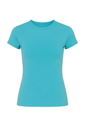 CONQUISTA Classic Fitted Crew-neck T-shirt In Fresh Turquoise