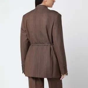 Dries Van Noten Pinstripe Jacket With Sequin Embroidery