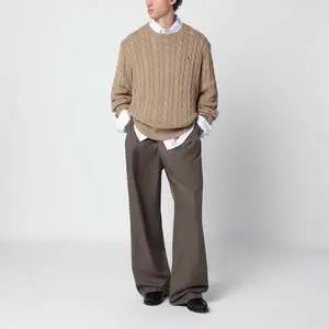 Polo Ralph Lauren Beige Cable-knit Jumper In Cotton