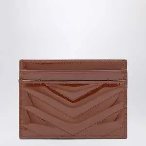 Saint Laurent Cassandre Card Holder In Patent Leather - Brown