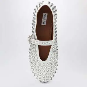 Alaïa Leather Ballerina With Crystals