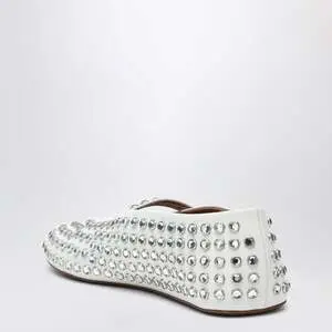 Alaïa Leather Ballerina With Crystals