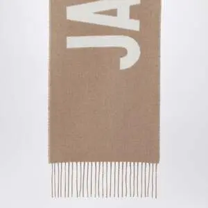 Jacquemus Taupe Wool Scarf With Logo - Brown