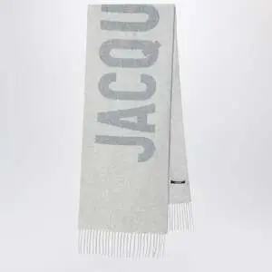 Jacquemus Grey Wool Scarf With Logo Grey