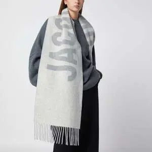 Jacquemus Wool Scarf With Logo - Grey