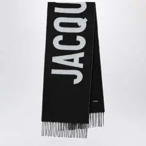 Jacquemus Wool Scarf With Logo - Black