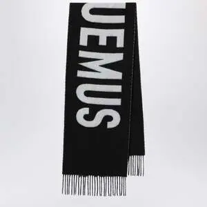 Jacquemus Wool Scarf With Logo - Black