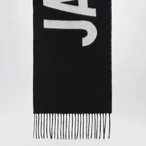 Jacquemus Wool Scarf With Logo - Black