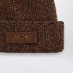 Jacquemus Gros Grain Beanie In Alpaca Blend - Brown