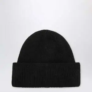 Jacquemus Gros Grain Beanie In Alpaca Blend - Black