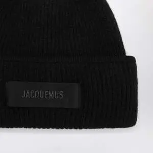 Jacquemus Gros Grain Beanie In Alpaca Blend - Black