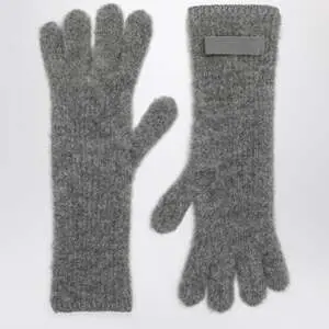 Jacquemus Dark Gros Grain Gloves In Alpaca Blend - Grey