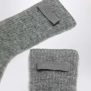 Jacquemus Dark Gros Grain Gloves In Alpaca Blend