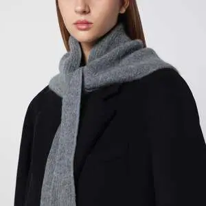 Jacquemus Dark Gros Grain Scarf In Alpaca Blend