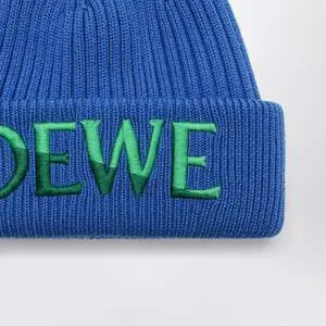 Loewe Electric Wool Beanie With Embroidered Logo - Blue