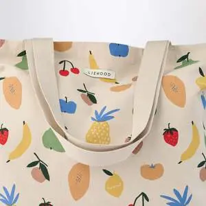 LIEWOOD Large Beige Cotton Tote Bag With Fruits Print