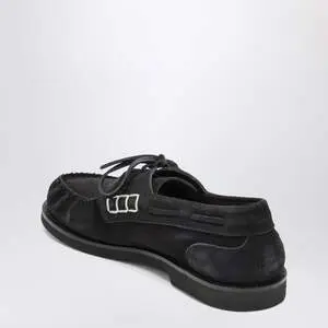 JW Anderson Midnight Blue Suede Loafers - Black