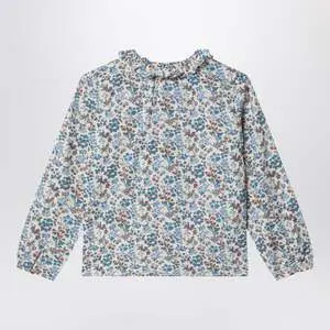 Bonpoint Cotton Blouse With Floral Print - Blue