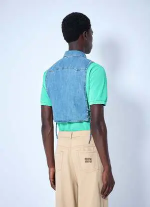 Miu Miu Cropped Chambray Tie Shirt