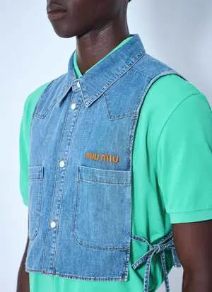 Miu Miu Cropped Chambray Tie Shirt