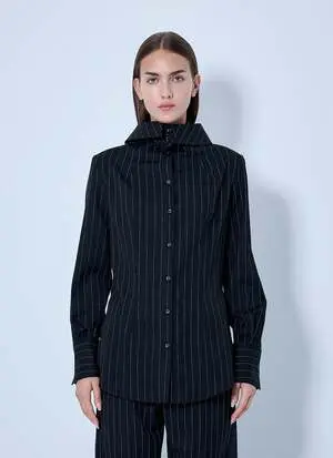 JEAN PAUL GAULTIER Hooded Striped Shirt - Black