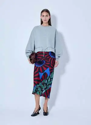 Dries Van Noten Abstract Pattern Midi Skirt - Red