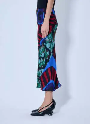 Dries Van Noten Abstract Pattern Midi Skirt - Red