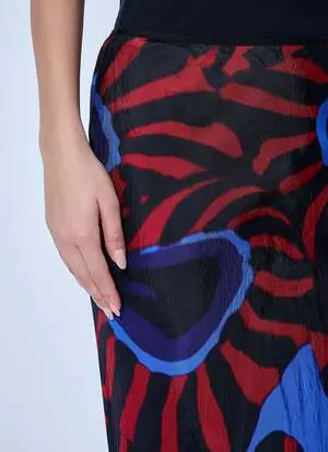 Dries Van Noten Abstract Pattern Midi Skirt - Red