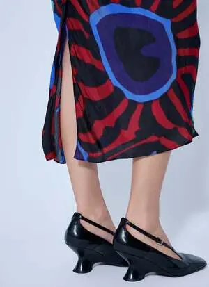 Dries Van Noten Abstract Pattern Midi Skirt - Red
