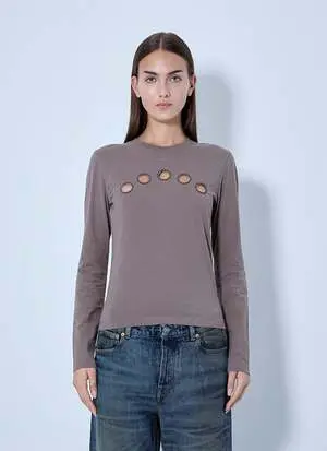 Marni Cut-out Detail Long Sleeve Top - Gray