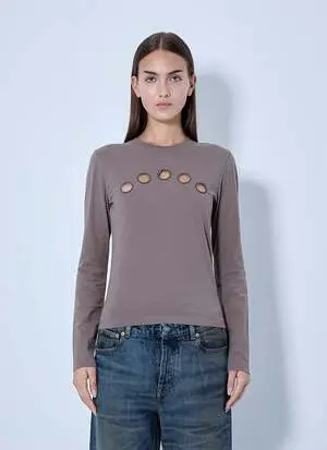 Marni Cut-out Detail Long Sleeve Top - Gray