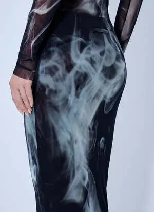 JEAN PAUL GAULTIER Mesh Printed Smoking Long Skirt - Black
