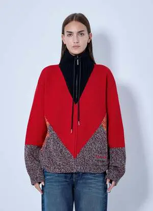 Marni Zippered Knit Sweater - Red