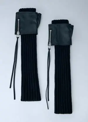 Yohji Yamamoto Long Ribbed Leather Gloves