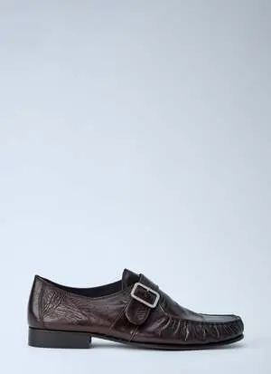 Marni Buckle Detail Leather Loafers - Brown
