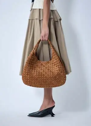 Bottega Veneta Campana Large Shoulder Bag - Brown