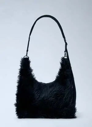 Yohji Yamamoto 3 Way Shoulder Strap Fur Bag - Black